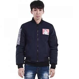 Printed Back Zip-up Jacket | Demimbee