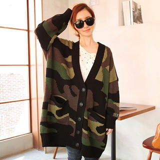Oversized Camouflage Cardigan | Miva